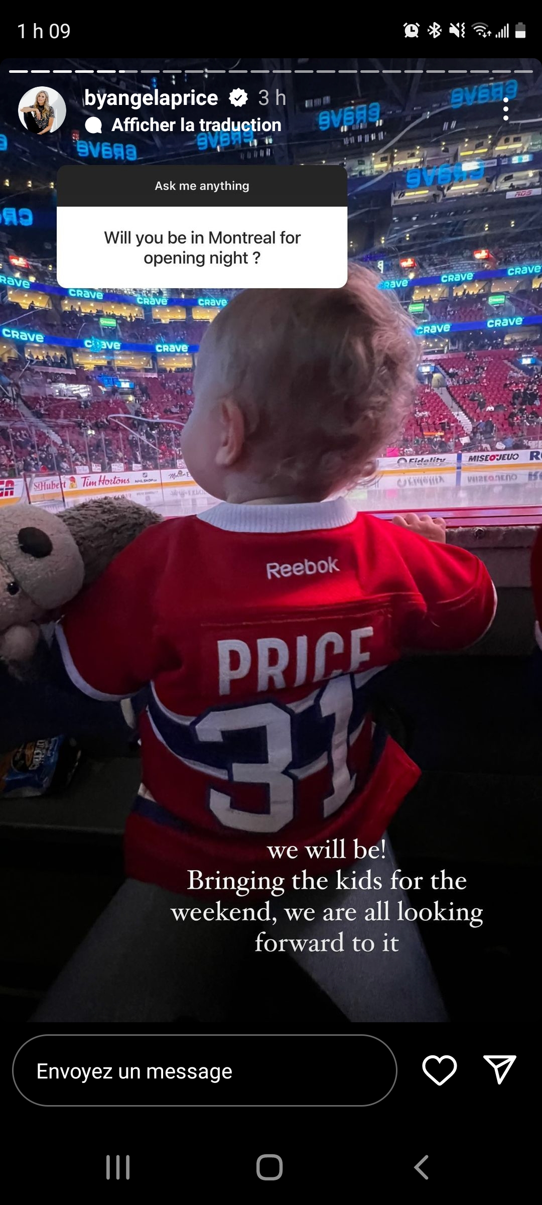 Carey Price sera à Montréal (avec sa famille) pour le premier match à ...