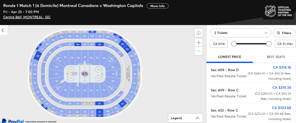 Le prix des billets au Centre Bell a grandement baissé